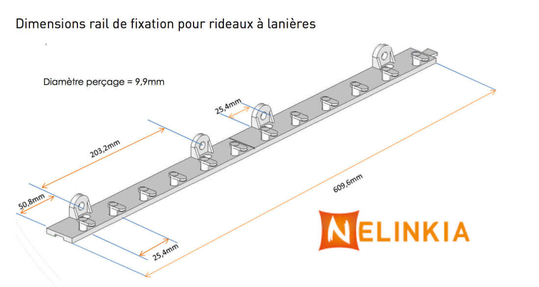 Rail de fixation pour rideau à lanières PVC souple | nelinkia